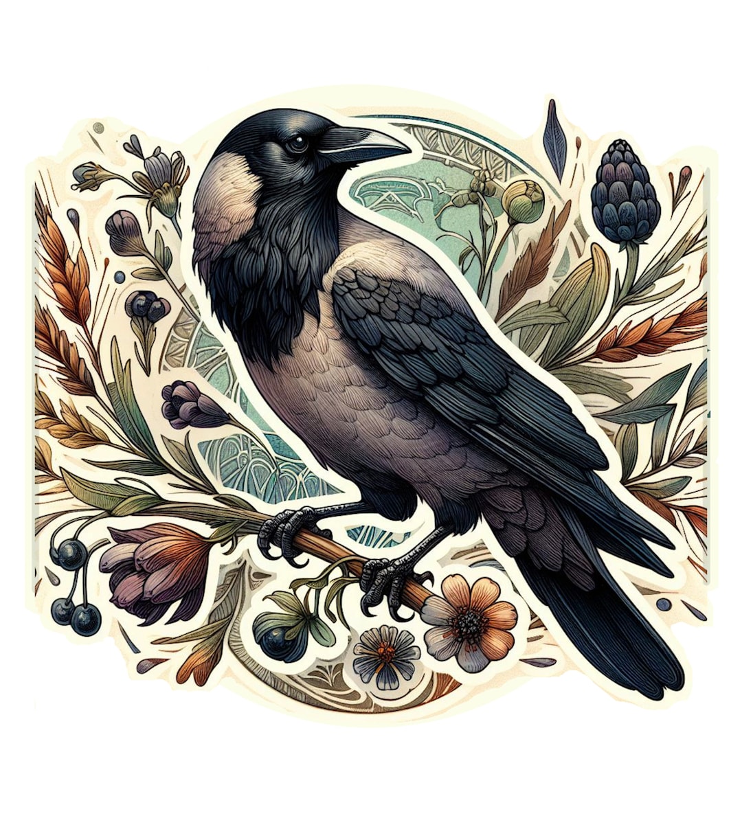 Mockingbird Raven PNG Printable Bird Illustration Nature Sticker Print ...