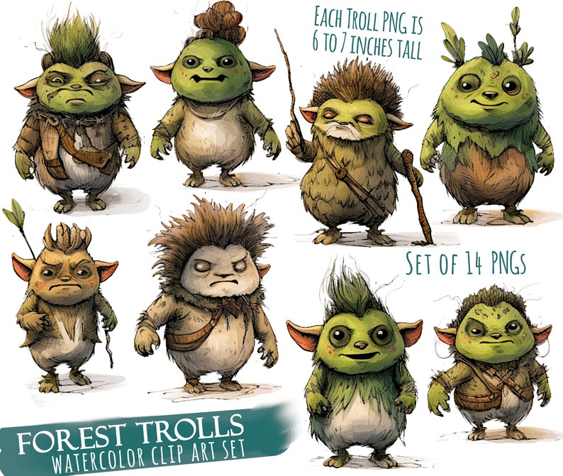 Forest Trolls Clip Art Set of 14 Funny Troll Pngs Printable Forest ...