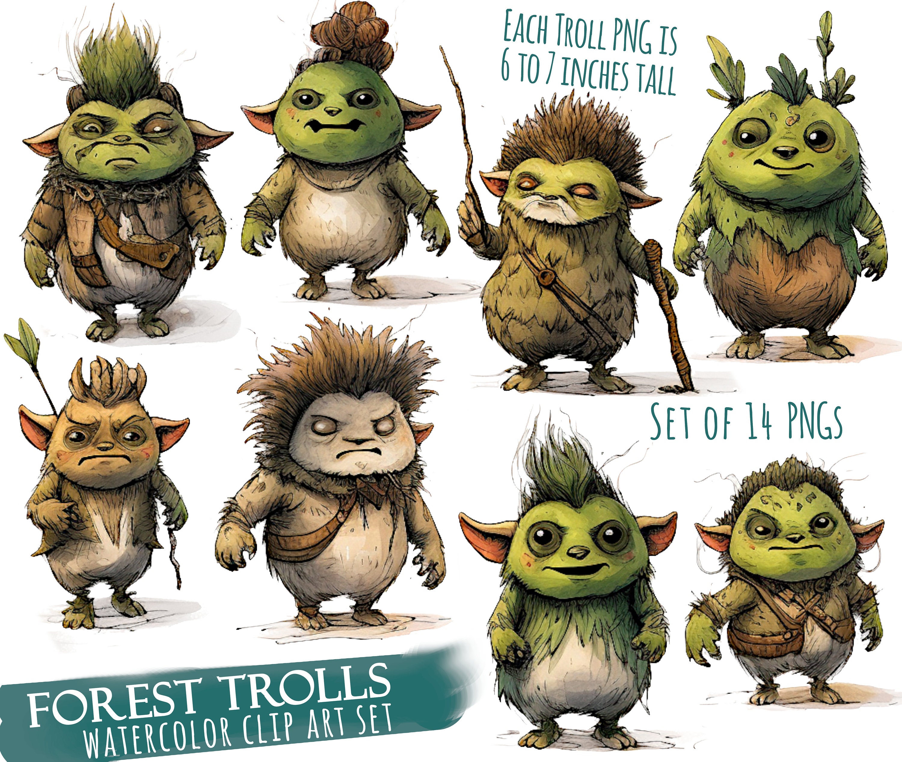 Forest Trolls Clip Art Set of 14 Funny Troll Pngs Printable Forest ...