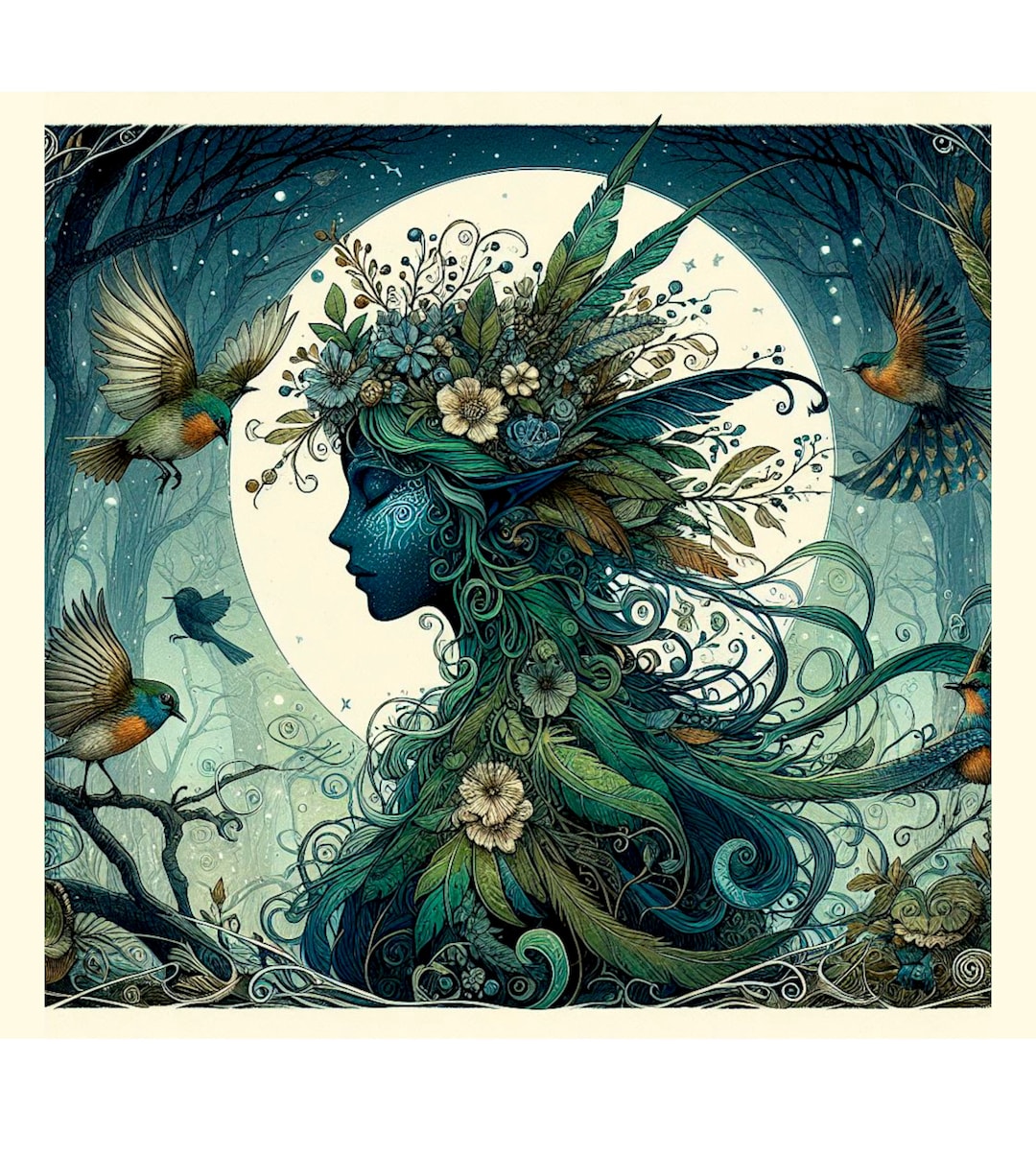 Forest Fairy Troll With Birds Forest Creature Made From Moss Plants ...