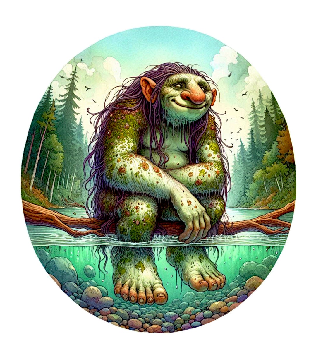Troll Print Summer Forest Swimming Hole Troll PNG Printable Transparent ...