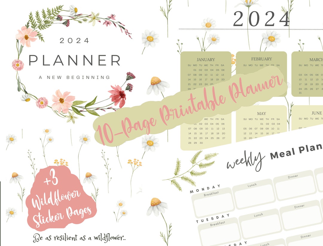 2024 Planner Wildflower Printable Planning Pages Bujo Download Daily ...