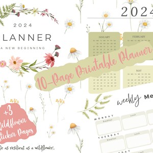 2024 Planner Wildflower Printable Planning Pages Bujo Download Daily ...