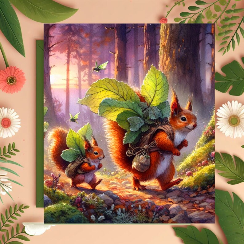 Forest Creatures Squirrels in the Fairy Realm Gathering Medicinal ...