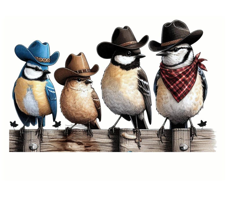 Country Western Bird Pngs Printable Bird Art Humorous PNG Wall Art ...