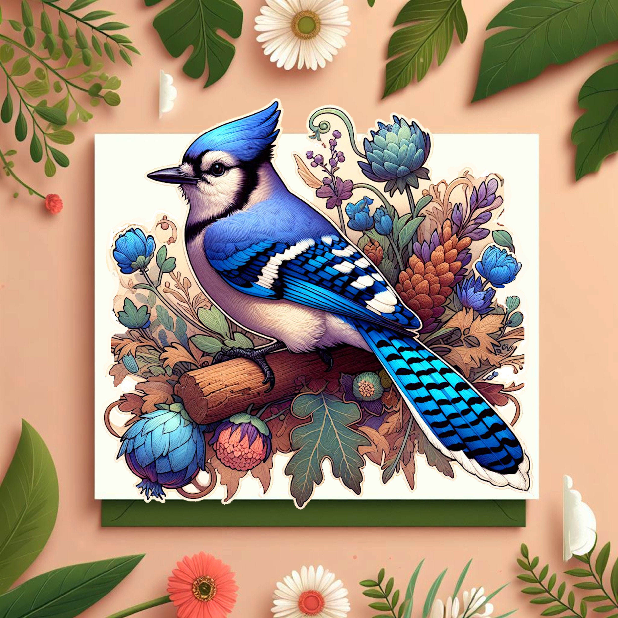 Watercolor Birds Clip Art Set of 5 PNG Printable Blue Jays 11 to 8 Inch ...