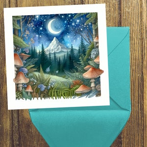 Mountain Moonlight Forest Mushroom Woodland Border Printable Nature ...
