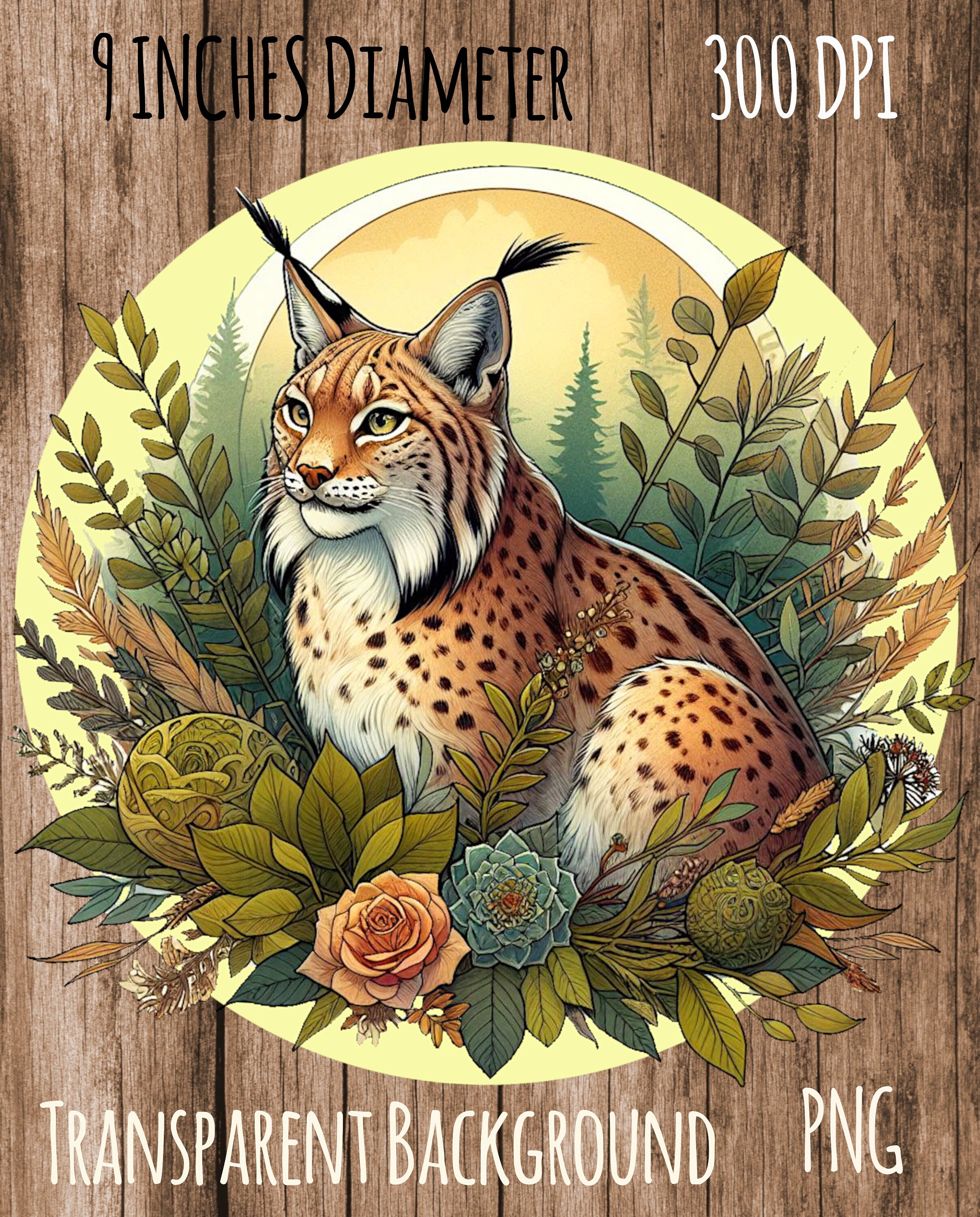 Lynx Wild Cat PNG Printable Sticker Forest Creature Digital ...