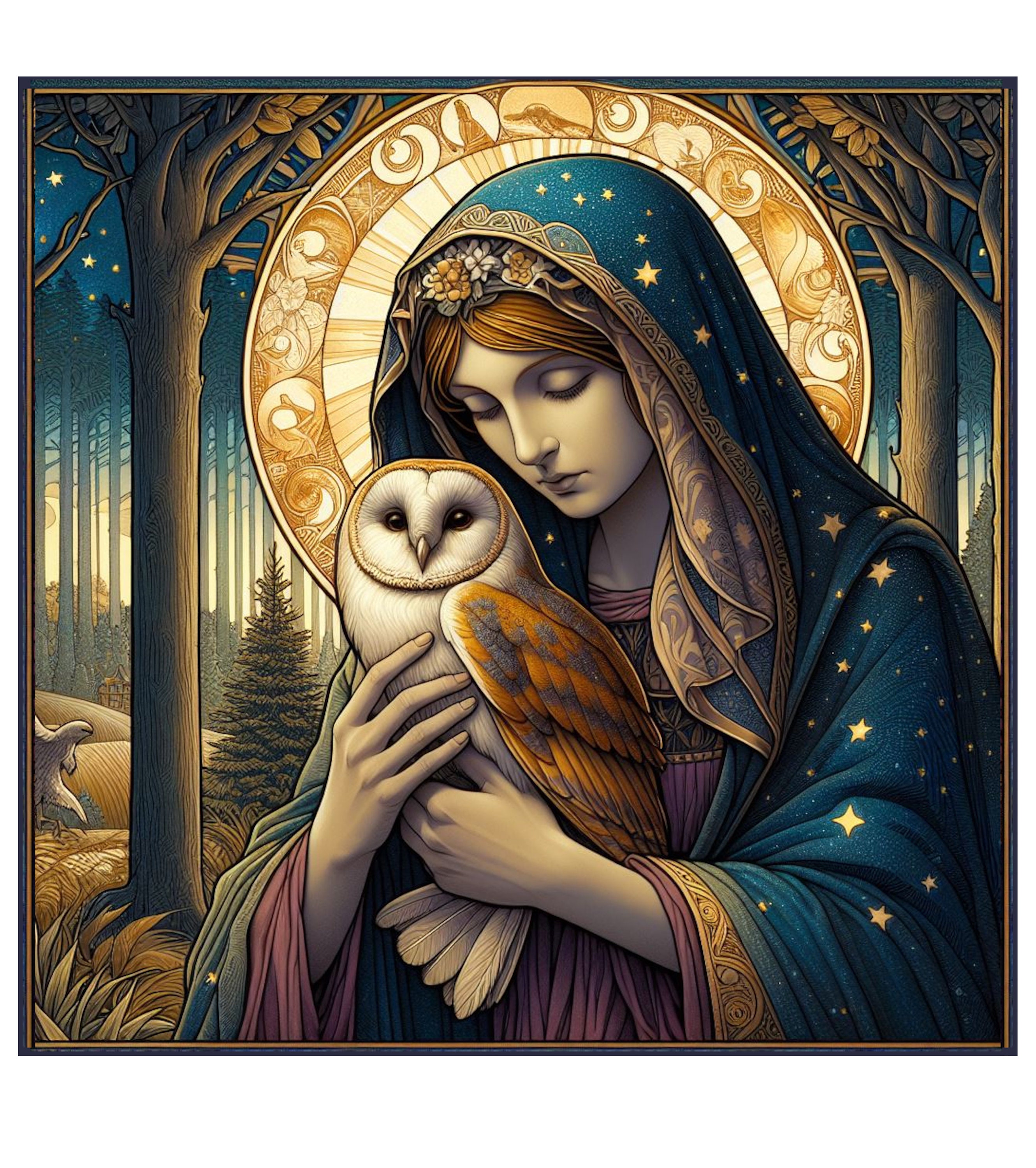 Mary Saint of Owls With Barn Owl Printable Wall Decor 12x12 - Etsy