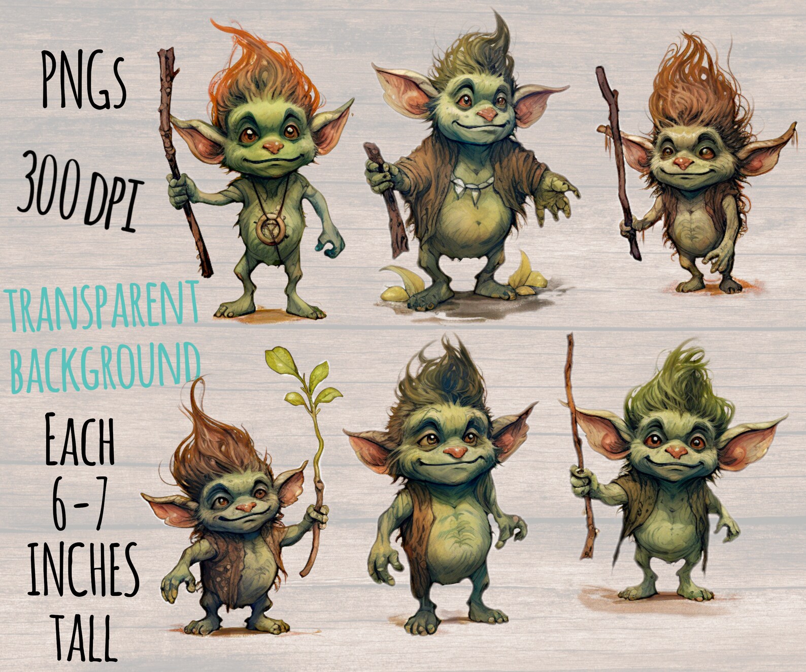 Forest Trolls Clip Art Set of 14 Funny Troll Pngs Printable Forest ...