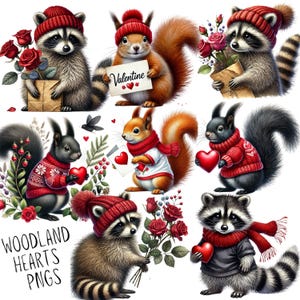 Woodland Hearts Png Printables Set of 8 Cute Valentine Clip Art Animals ...