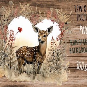 Woodland Deer Wild Hearts Printable Set of 3 Animal Heart Prints PNG ...