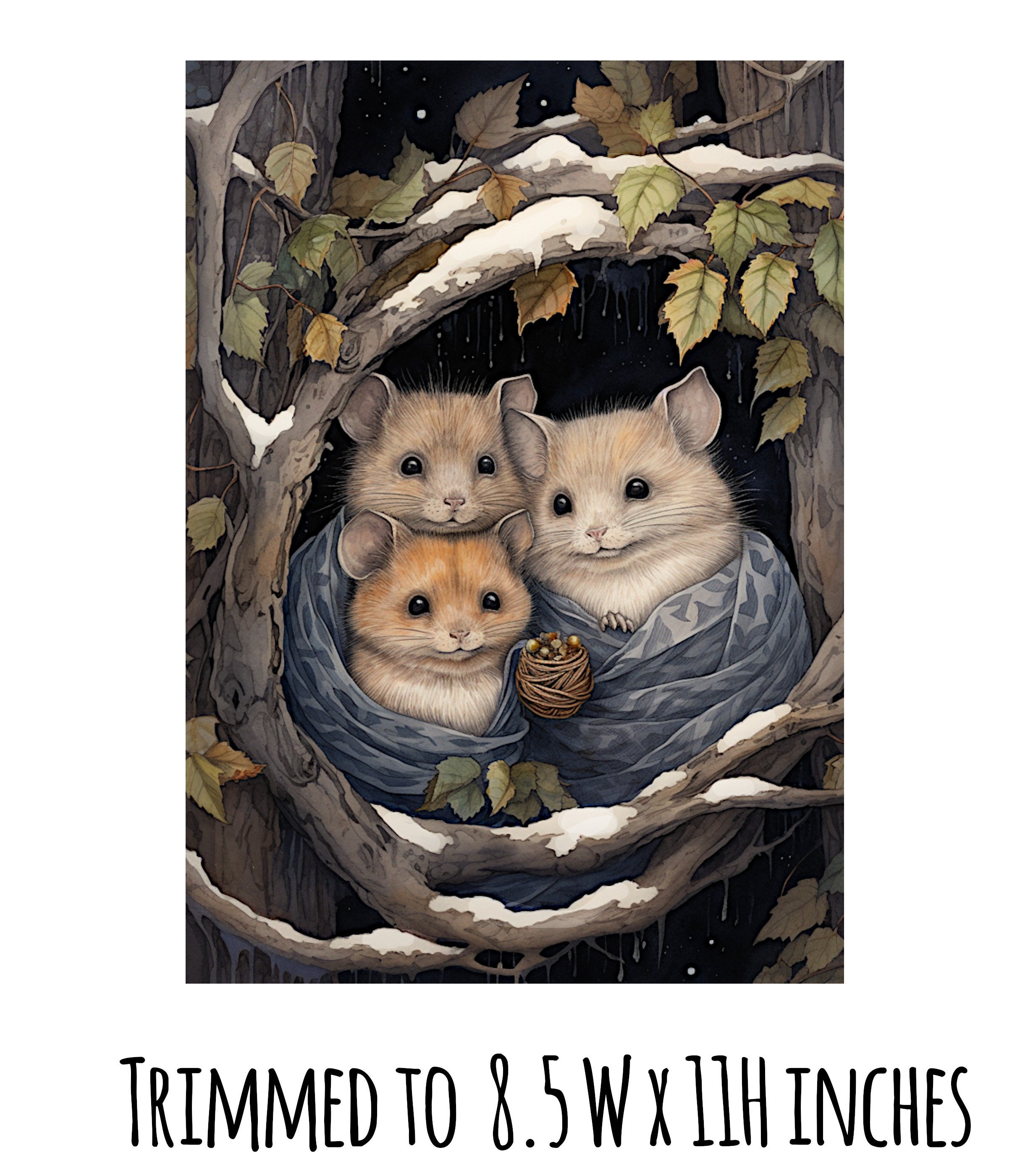 Cozy Wood Rat Family Tree Home in Winter Children's Book - Etsy