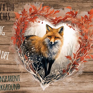 Fox Wild Heart Digital Illustration Wildlife Fox Printable Valentine ...