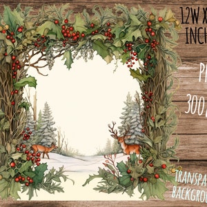 Winter Woodland Border Bundle Set of 5 Winter Scene PNG Printable ...