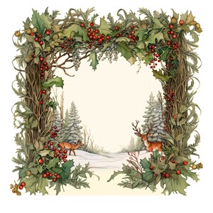 Winter Woodland Border Bundle Set of 5 Winter Scene PNG Printable ...