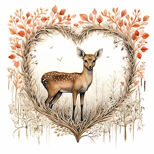 Woodland Deer Wild Hearts Printable Set of 3 Animal Heart Prints PNG ...