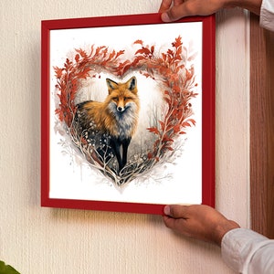 Fox Wild Heart Digital Illustration Wildlife Fox Printable Valentine ...