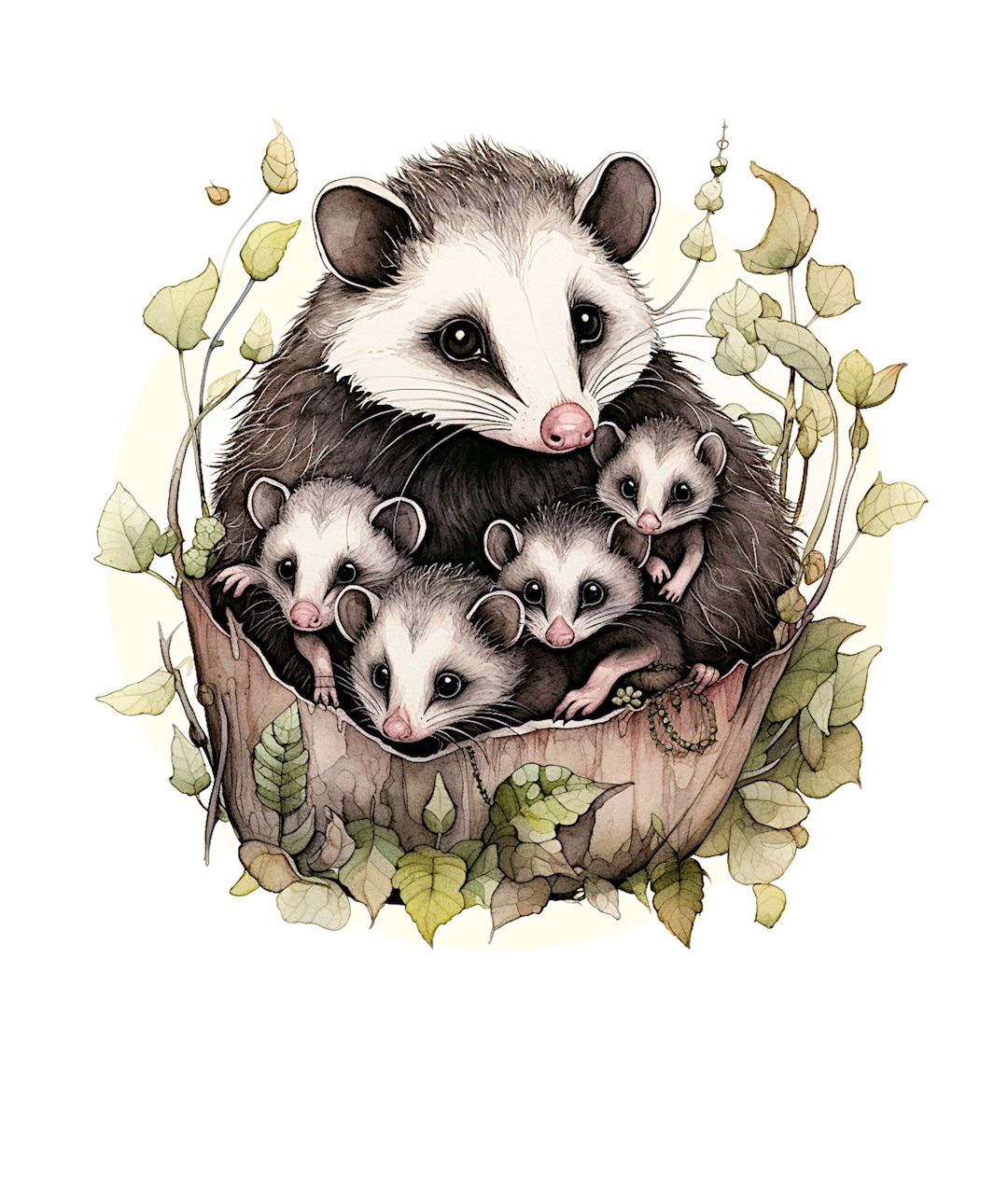Possum Mom With Baby Oppossum PNG Woodland Baby Animals Digital ...