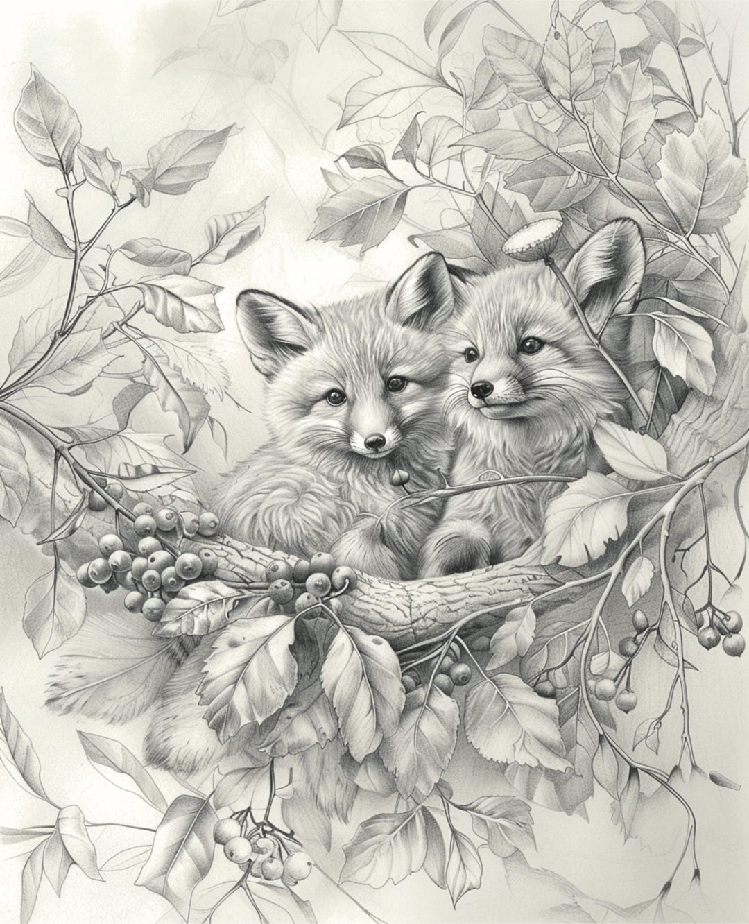 Woodland Animal Drawings Printable Wall Art Graphite Illustrations of ...