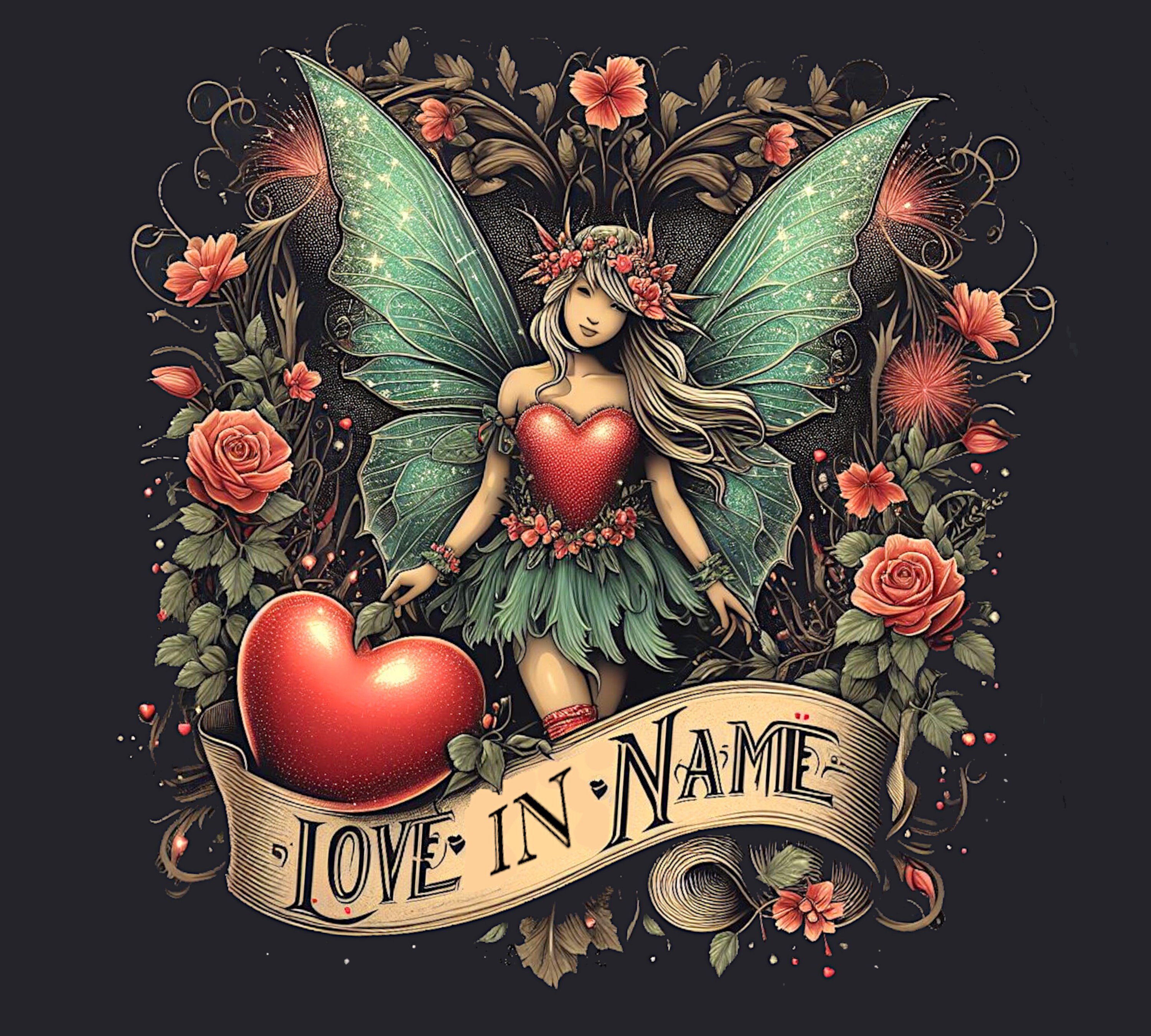 Fairy Valentine Graphic PNG Printable Heart Digital Ai Illustration ...