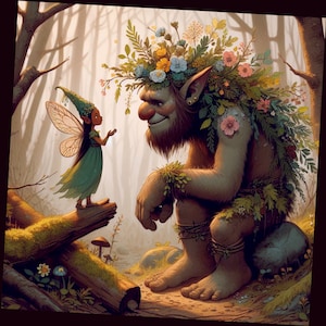 Fairy Princess and Troll Digital Illustration Fairy Forest Creature JPG ...