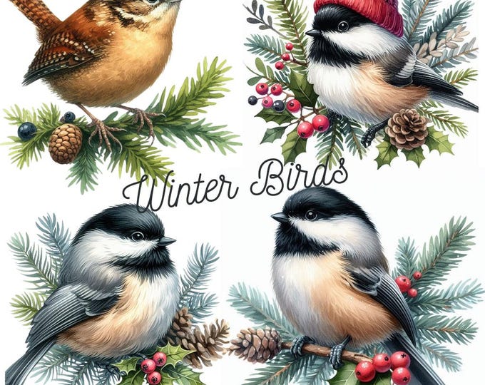Watercolor Birds Clip Art Set of 5 PNG Printable Blue Jays 11 to 8 Inch ...