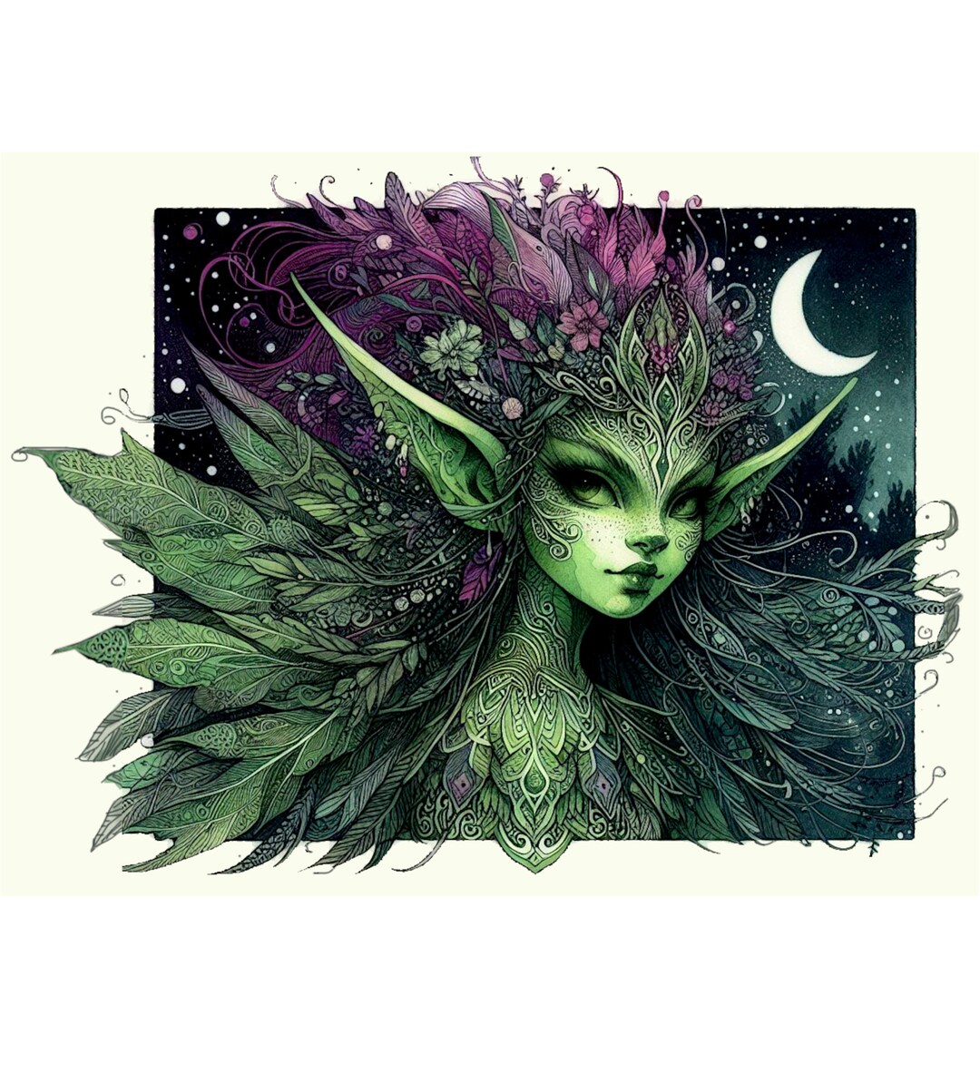 Forest Creature Goblin Core Digital Illustration Wall Art 12W X 9H Inch ...