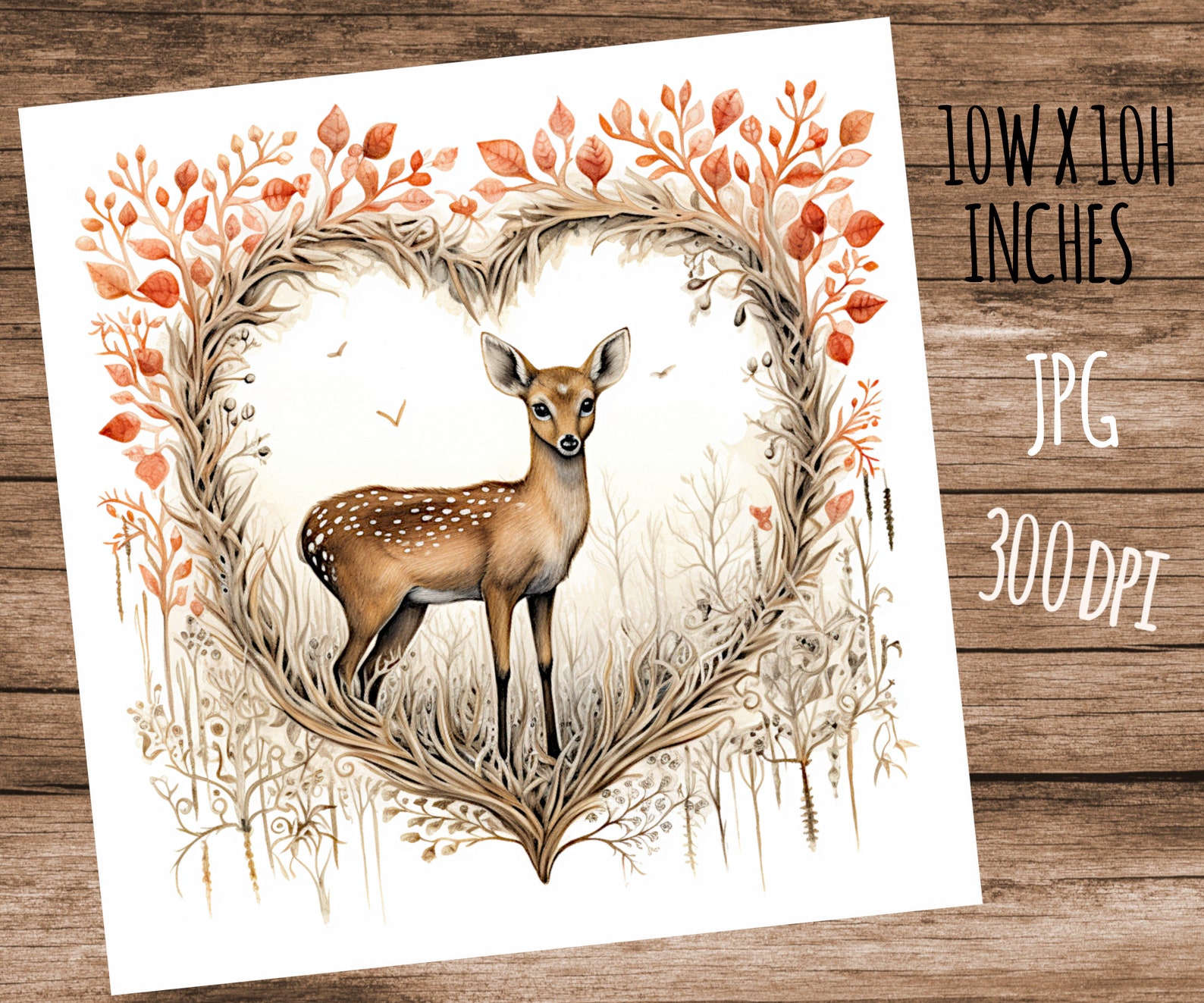 Woodland Deer Wild Hearts Printable Set of 3 Animal Heart Prints PNG ...
