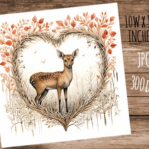 Woodland Deer Wild Hearts Printable Set of 3 Animal Heart Prints PNG ...
