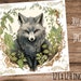 Silver Fox in Woodland Border Digital Illustration Fox Printable JPG ...