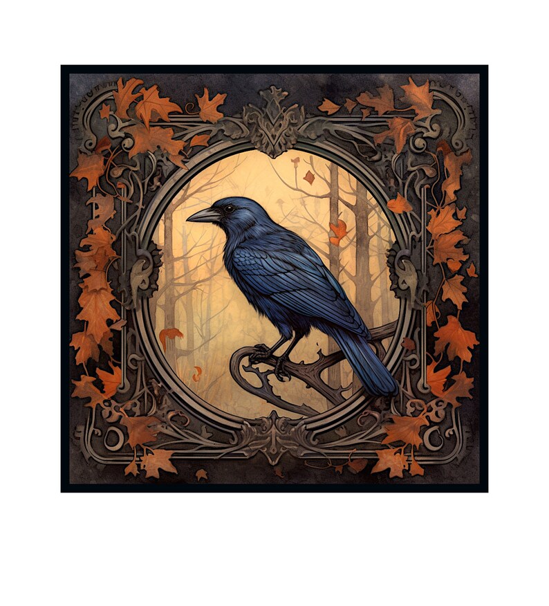 Crow in the Woods PNG Printable Crow Art to Download 12x12 - Etsy