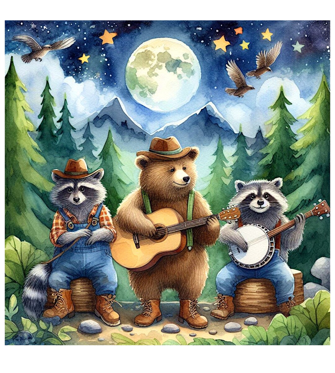 Bluegrass Forest Animals Printable JPG Funny Animal Prints to 12x12 ...