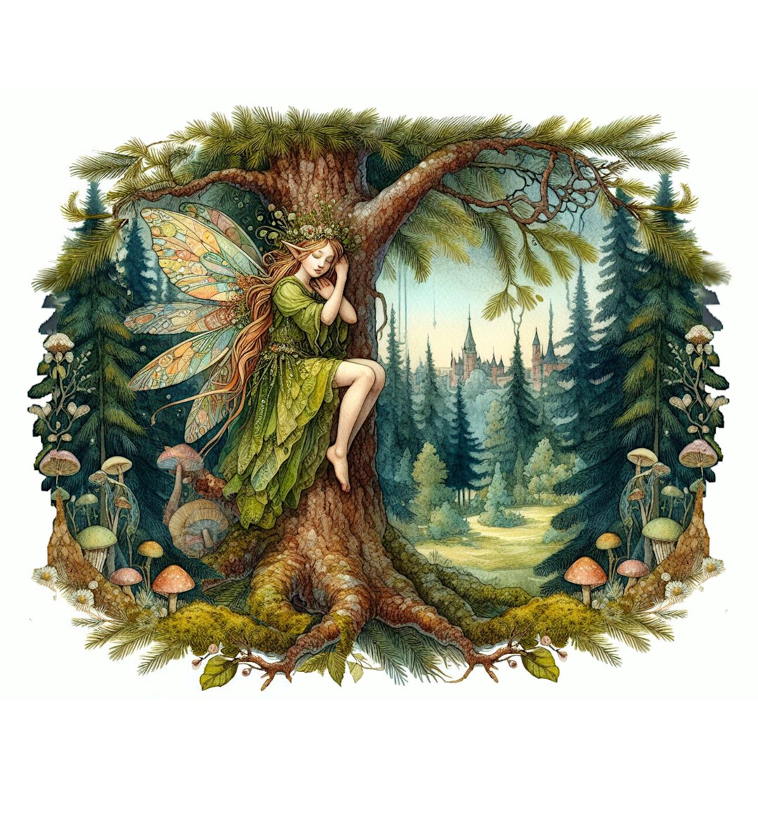 Forest Tree Sprite Digital Illustration Printable Fairy PNG 12wx9h Inch ...