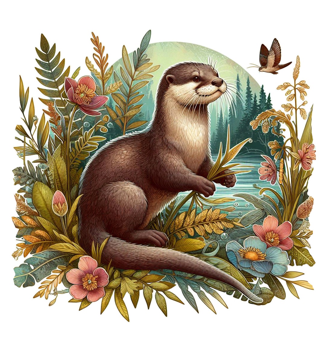 Otter Sticker Pngs Set of 2 River Otter Printable With Transparent ...