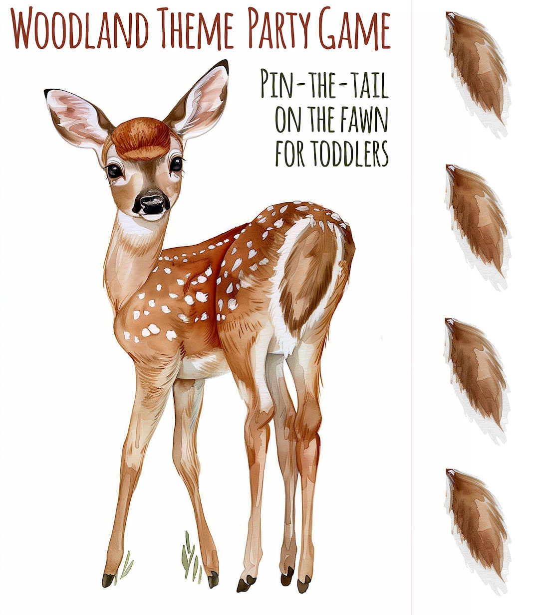 Woodland Themed Party Game Printable Pin-the-tail on the Fawn Poster ...