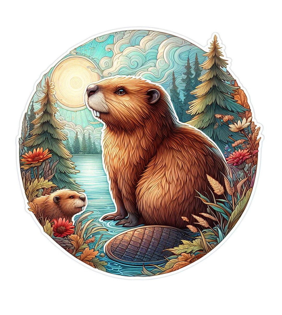 Forest Creatures Woodland Beaver PNG and Otter Printable Stickers ...