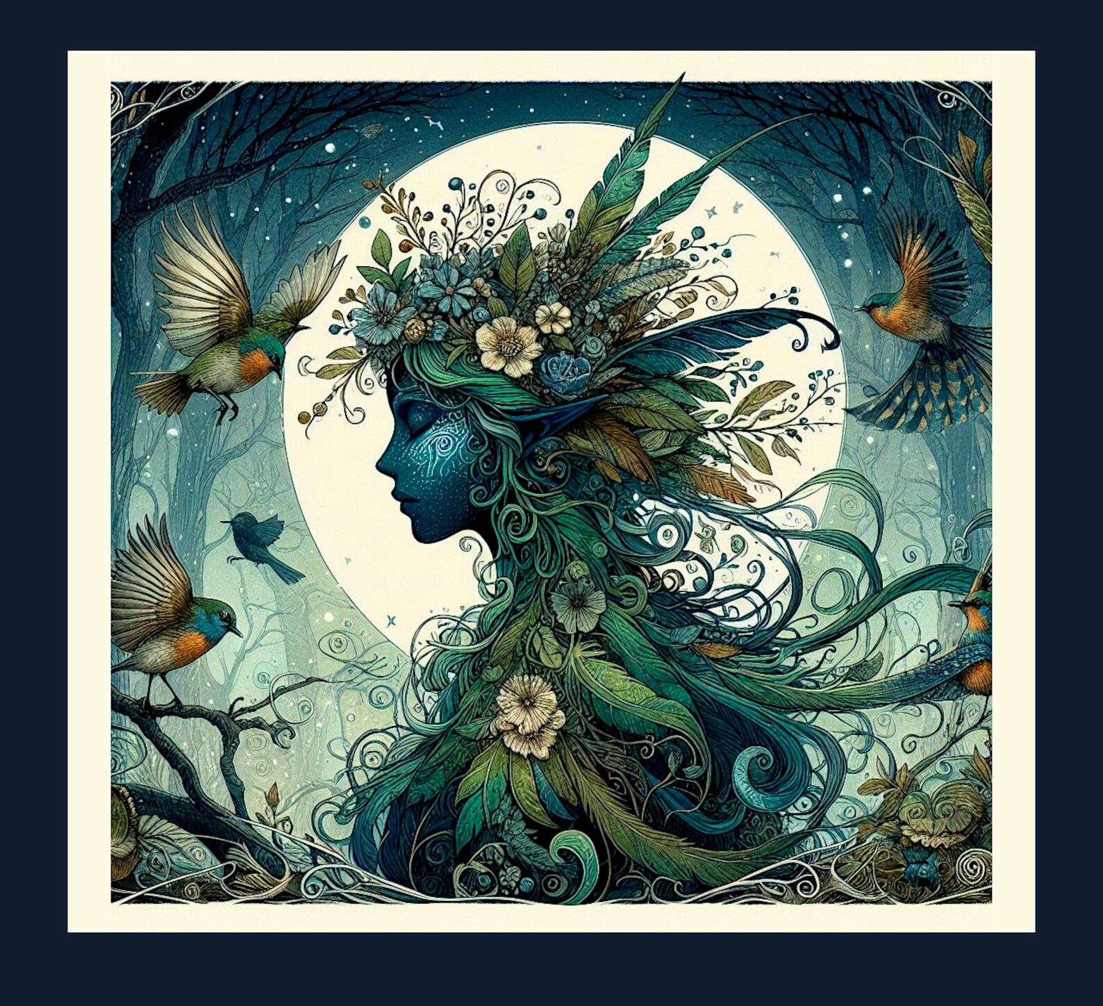Forest Fairy Troll With Birds Forest Creature Made From Moss Plants ...