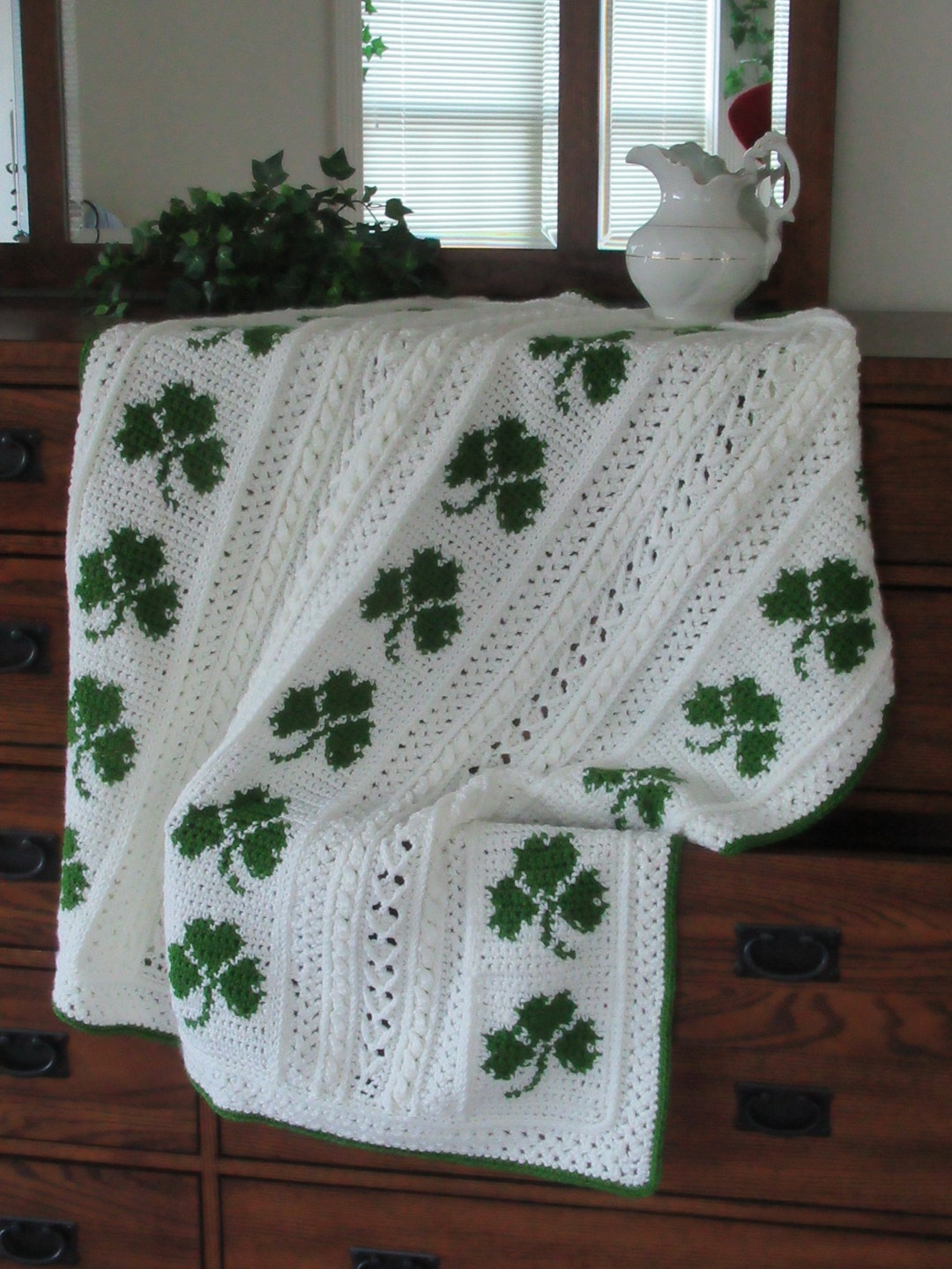 Irish Fisherman and Shamrocks PDF Crochet Pattern, Baby or Throw Size ...