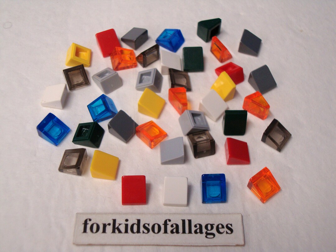 40 Lego Sloped Tiles / Roof Finishing Plates - 1x1 Stud Size - Smooth ...