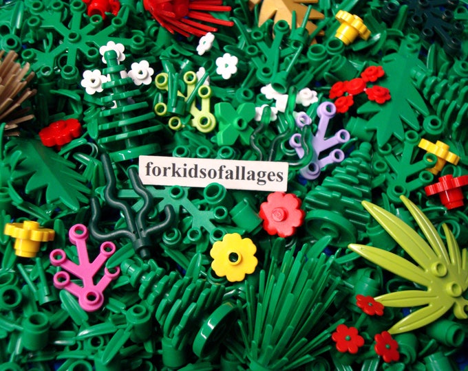 Lot of Lego Greenery Foliage Parts: Leaves Flowers Trees Plants -- 35 ...