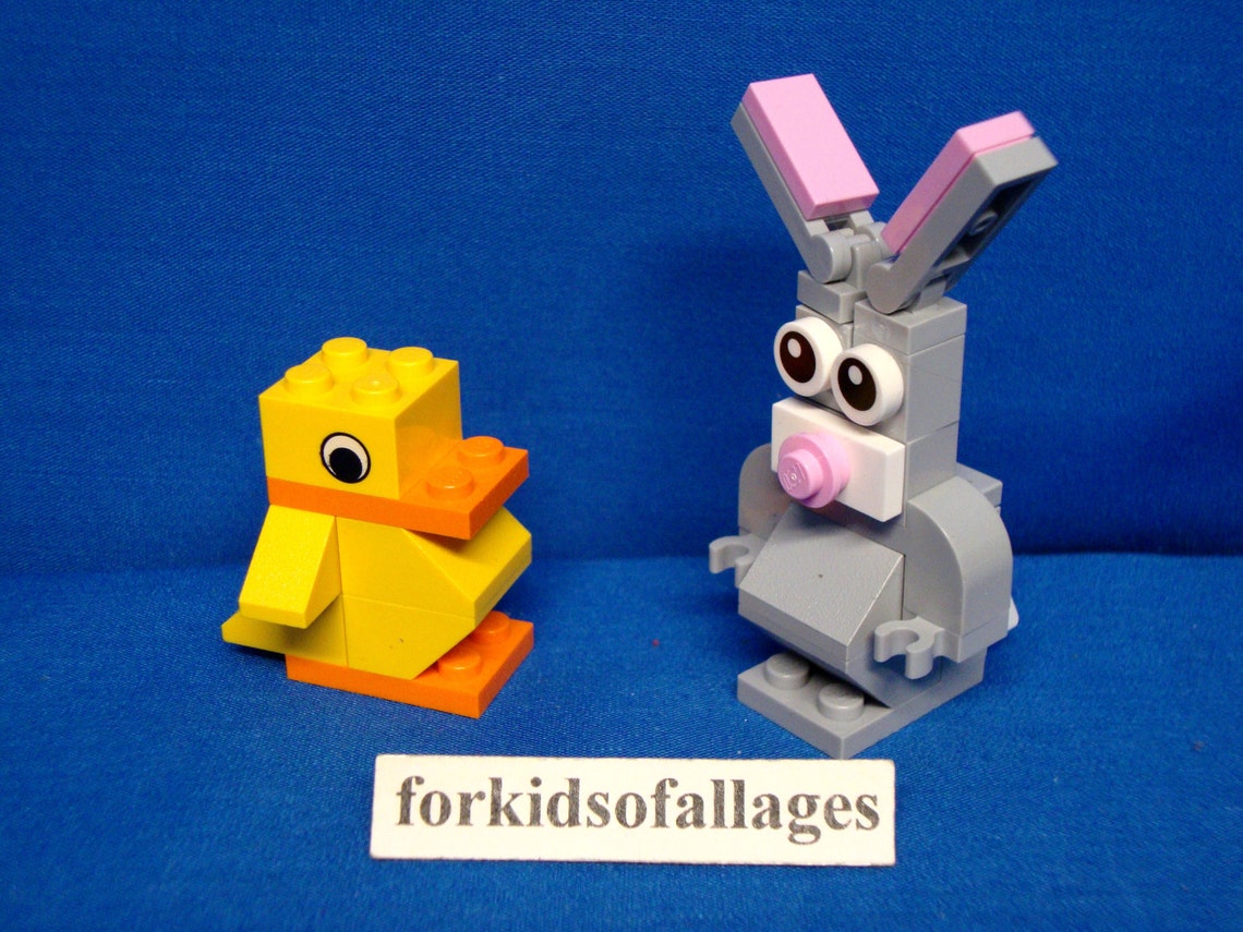 Easter Chick and Bunny Rabbit Built of Lego Pieces Great for Easter ...