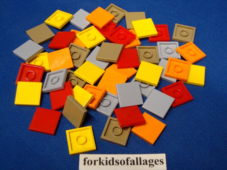 50 Lego Tiles / Finishing Plates - 2x2 Stud Size - Smooth Thin Flat ...