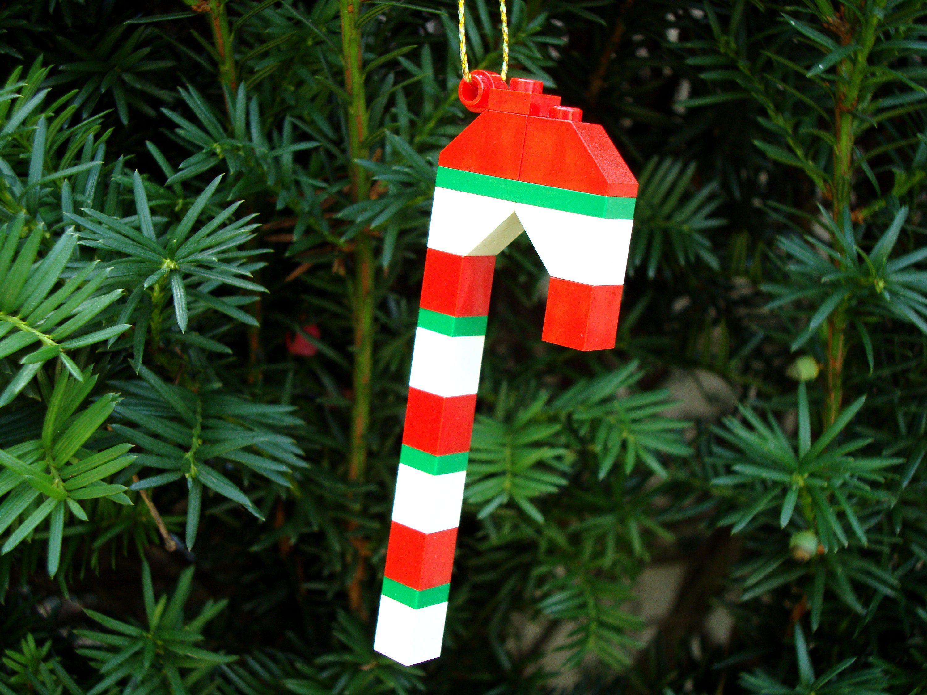 Candy Cane Christmas Ornament - Made of Lego Pieces - Stocking Stuffer ...