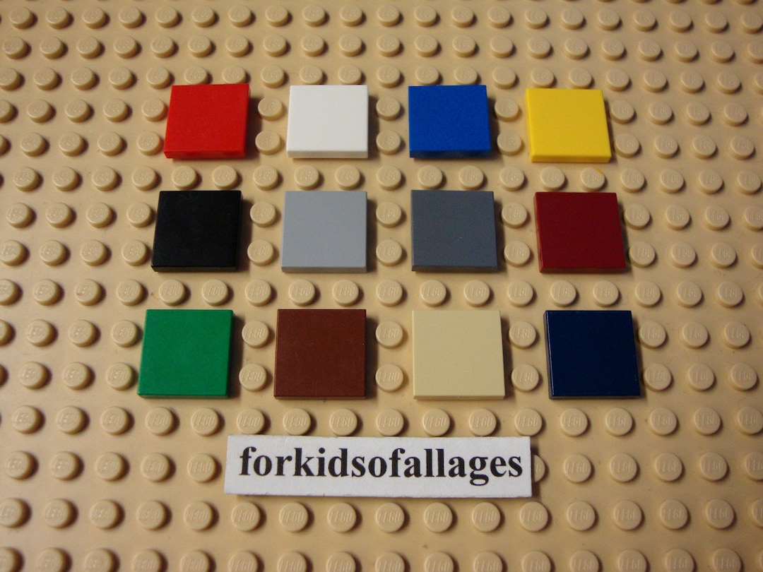 24 Lego Tiles / Finishing Plates 2x2 Stud Size Choice of Color Smooth ...