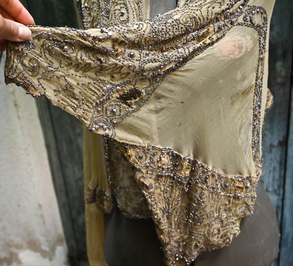 Parts of an Early 20th Century Embroidered Silk Shawl With Steel Cut ...
