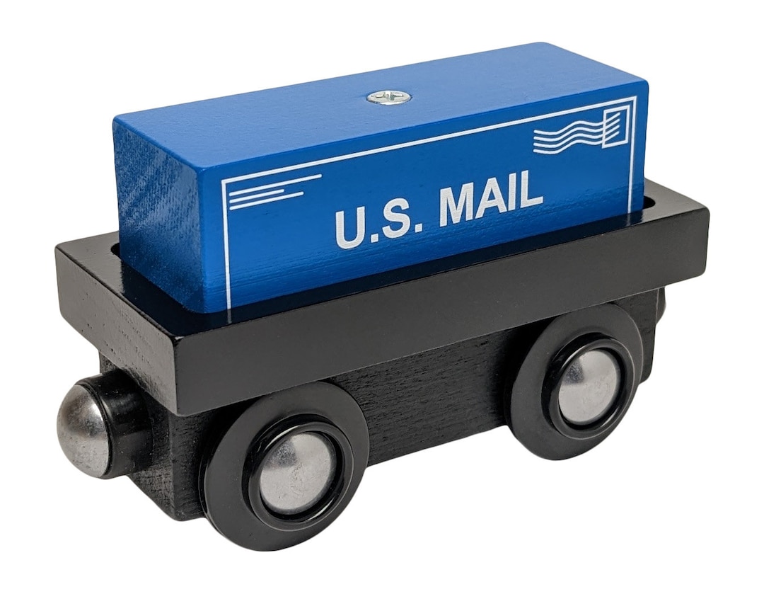 U.S. Mail Cargo Car Wooden Train Compatible W/ All Magnetic Wooden ...