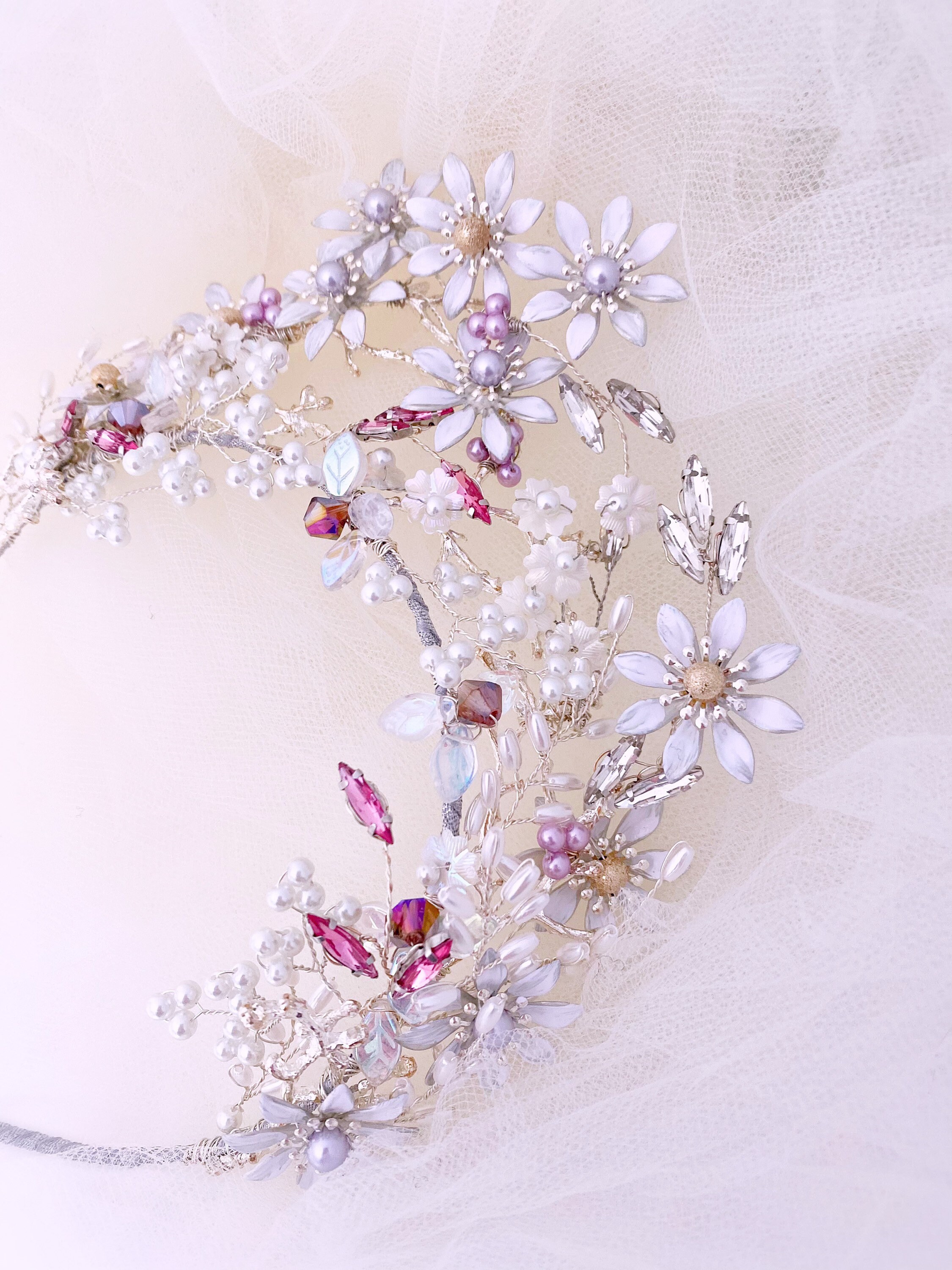 Fairytale Tiara. Bridal Headpiece. Statement Brides Crown. Flower Crown ...