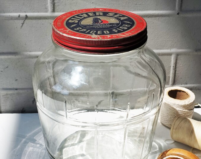 Glass Jar / Silver Sea Spiced Fish / Heavy Large Rounded Shaped / Great ...
