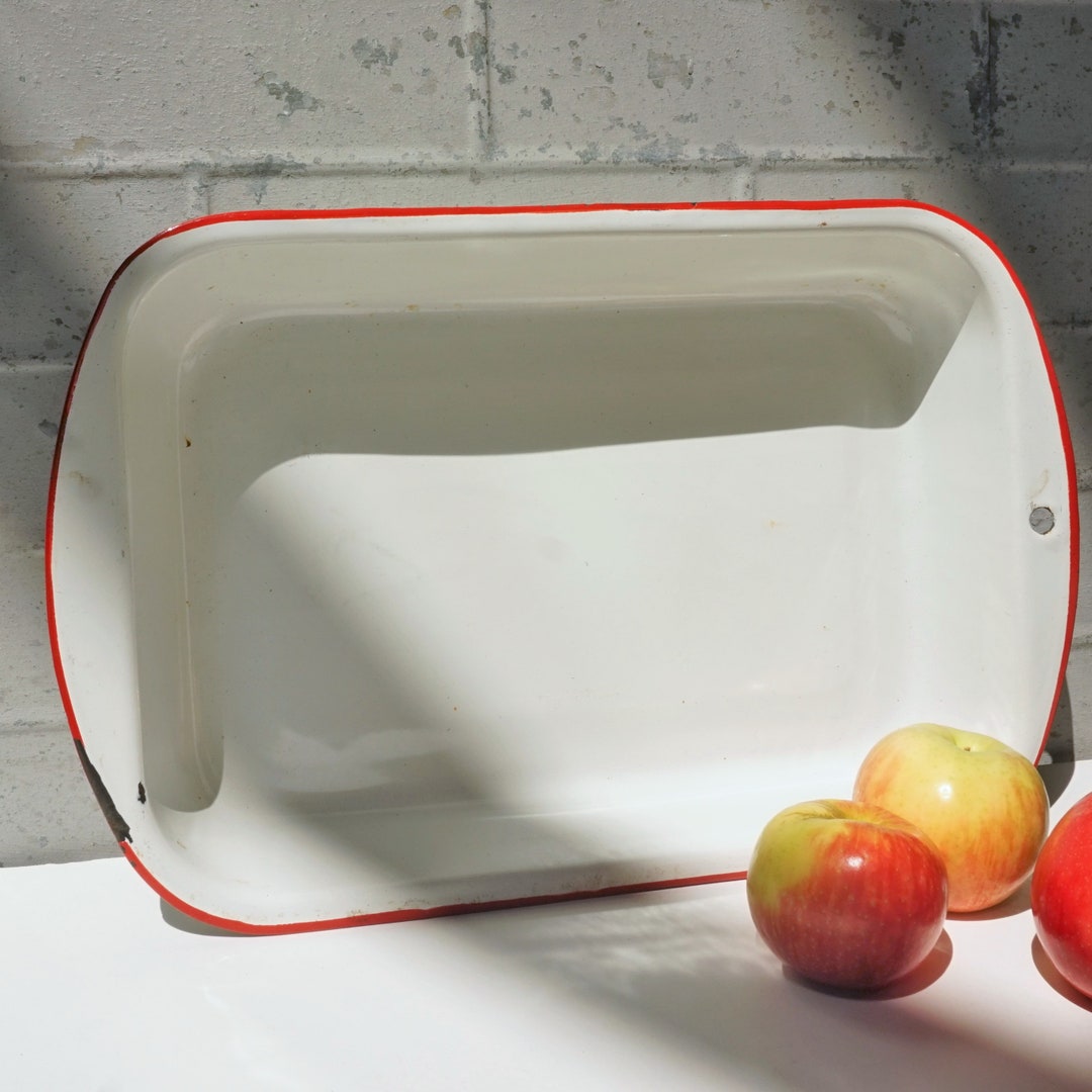 Vintage Enamelware / Large White Rectangular Lasagna Pan / Good Usable ...